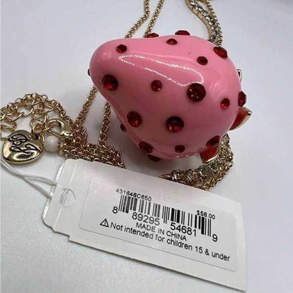 Betsey Johnson | Jewelry | Betsey Johnson Pink Strawberry Long Chain ...